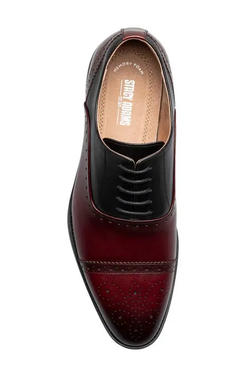 STACY ADAMS Reynolds Cap Toe Oxford - Burgundy Multi