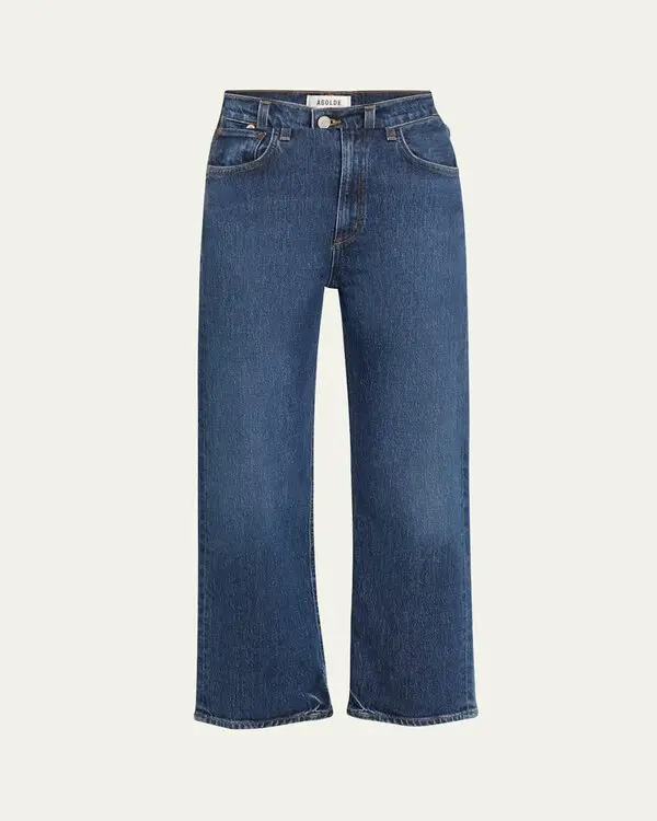AGOLDE Ren Wide-leg Cropped Jeans - Dkblue