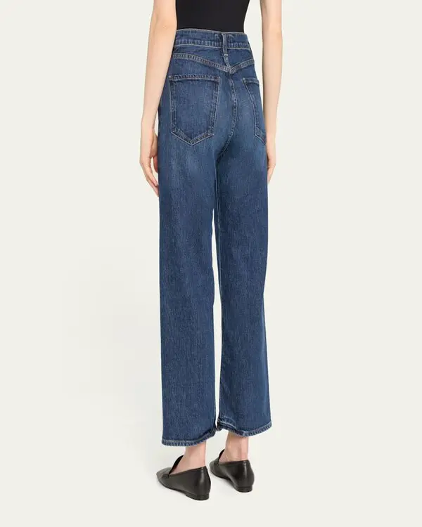 AGOLDE Ren Wide-leg Cropped Jeans - Dkblue