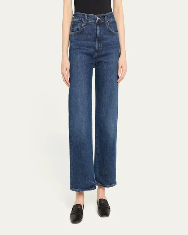 AGOLDE Ren Wide-leg Cropped Jeans - Dkblue