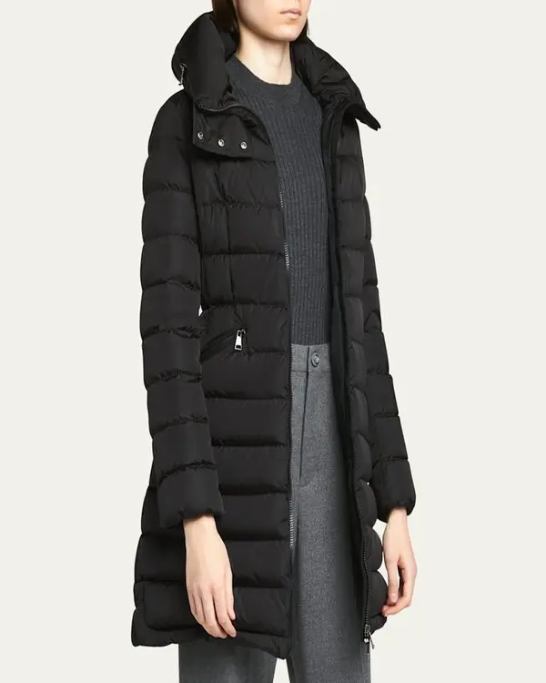 Moncler Flammette Long Down Jacket - Black