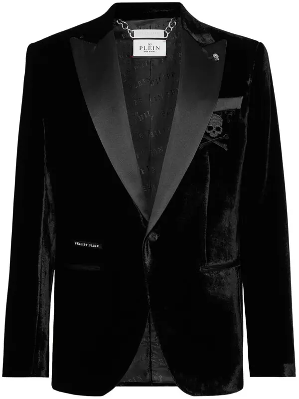 Philipp Plein Lord Single-breasted Velvet Blazer - Black