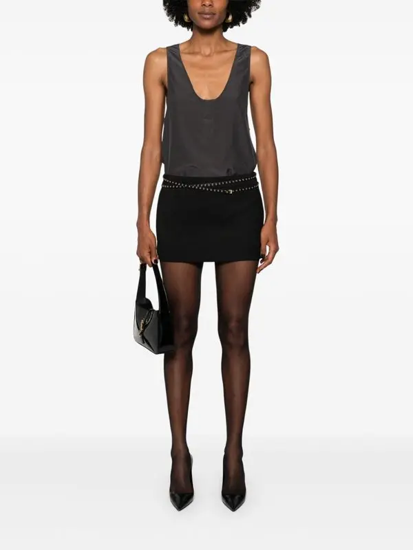 Saint Laurent Henley Neck Silk Tank Top - Grey