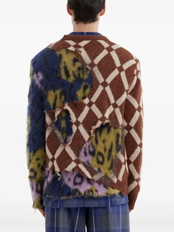 Marni Distressed-effect Color-block Jumper