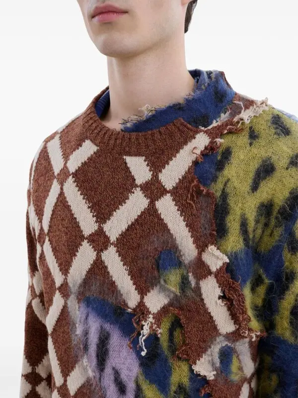 Marni Distressed-effect Color-block Jumper