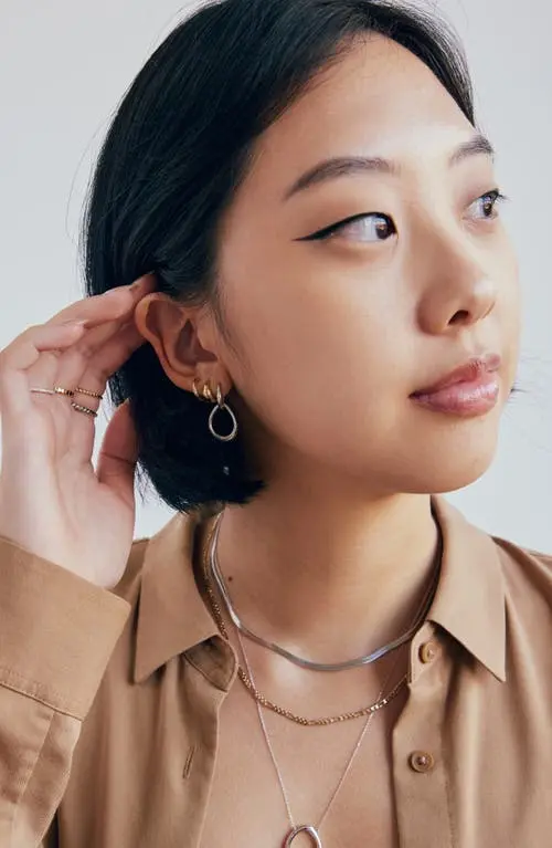 ANA LUISA Double Ring Hoop Earrings - Silver