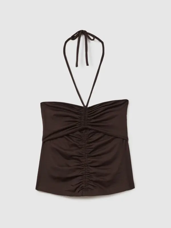 REISS Solare Ruched Halterneck Top