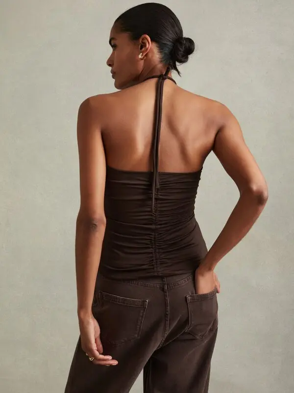 REISS Solare Ruched Halterneck Top