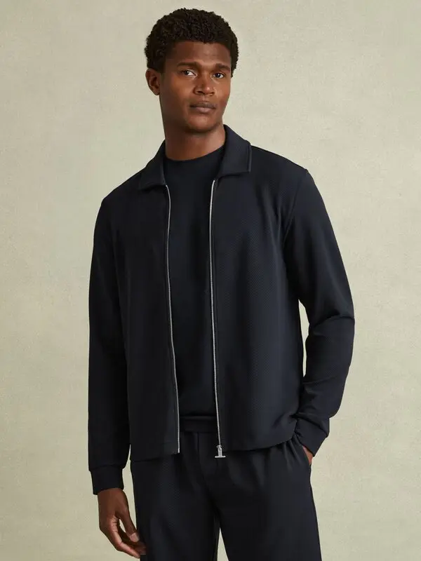 REISS Hudson Textured Zip-through Overshirt