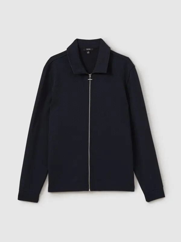 REISS Hudson Textured Zip-through Overshirt