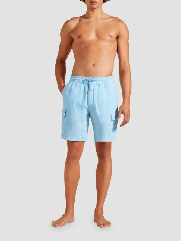 Vilebrequin Linen Cargo Swim Trunks - Blue
