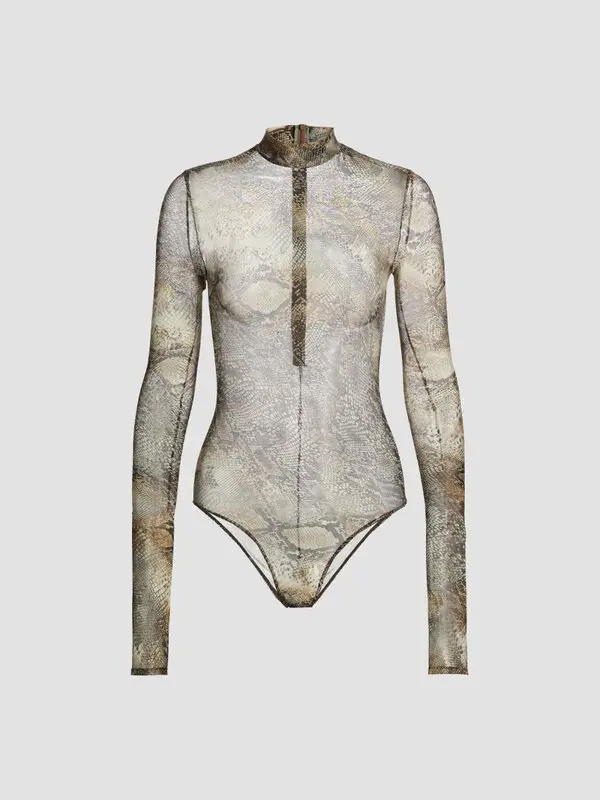Lapointe Printed Mesh Sheer Bodysuit