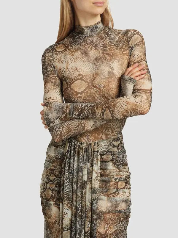Lapointe Printed Mesh Sheer Bodysuit