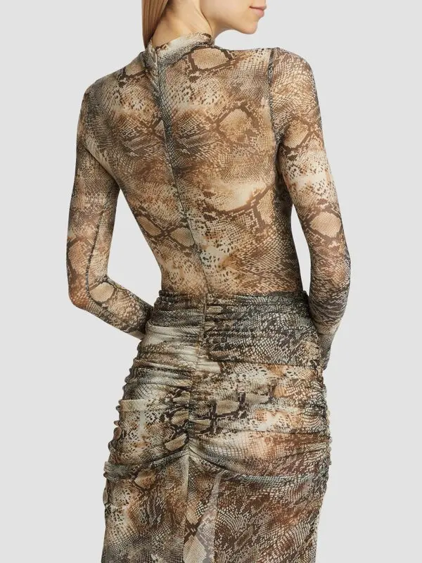 Lapointe Printed Mesh Sheer Bodysuit
