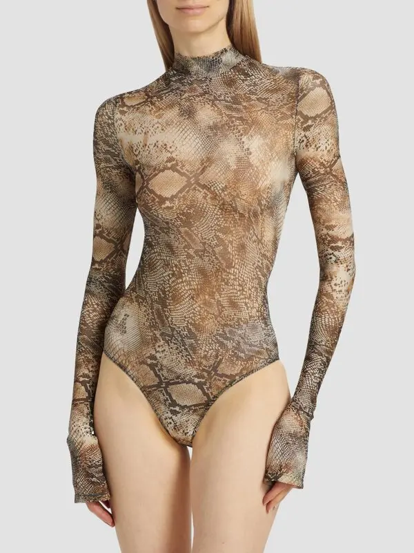 Lapointe Printed Mesh Sheer Bodysuit