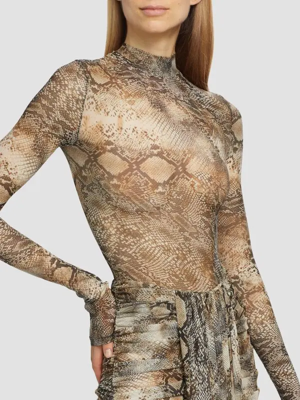 Lapointe Printed Mesh Sheer Bodysuit