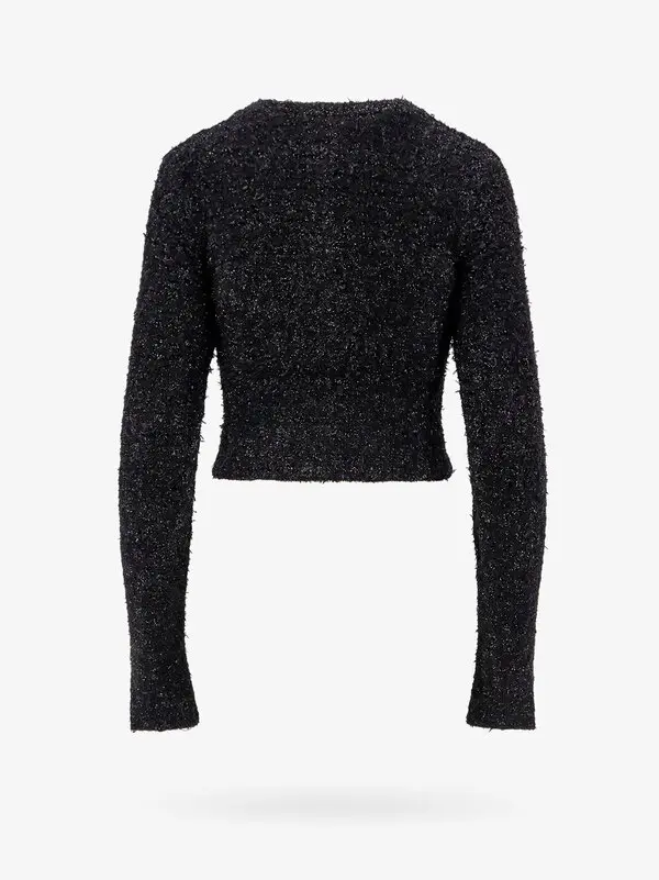 Balenciaga Cotton Tweed Knitted Cropped Cardigan - Black