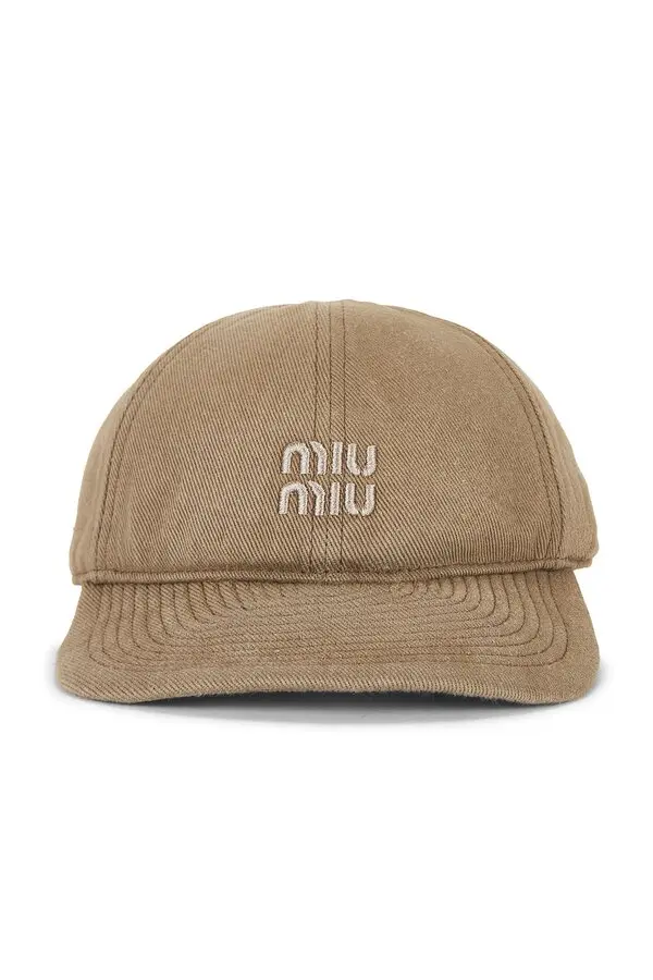 Miu Miu Drill Washed Soft Calf Baseball Cap - Argilla