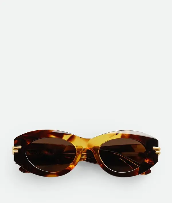BOTTEGA  VENETA Bottega Veneta Mitre Oval Sunglasses - Havana/brown
