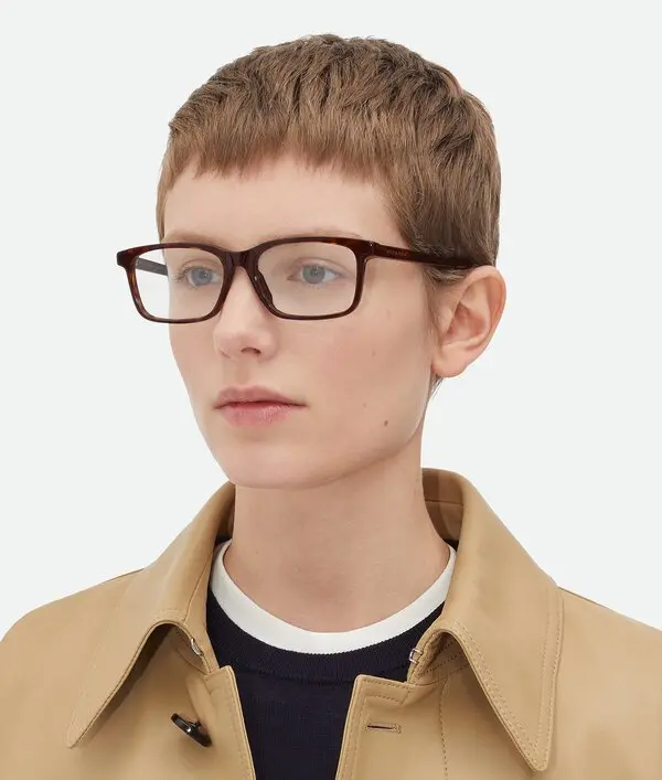 Bottega Veneta Classic Rectangular Eyeglasses - Havana/transparent