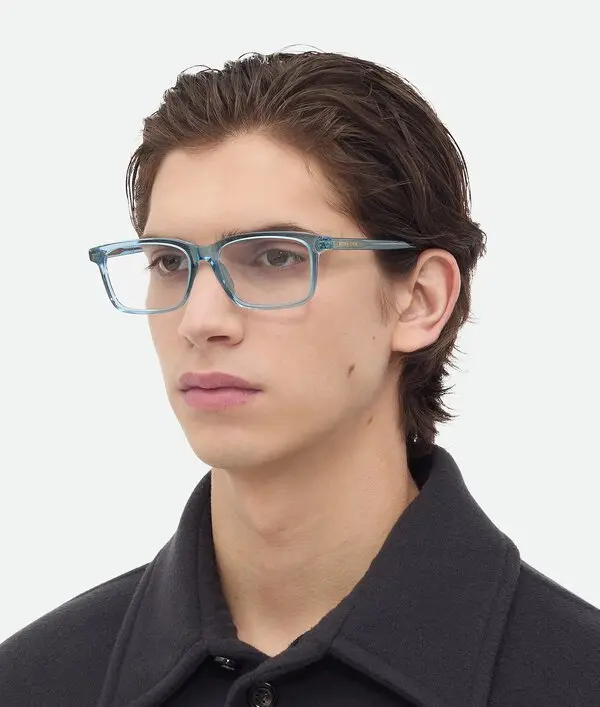 Bottega Veneta Classic Rectangular Eyeglasses - Light Blue/transparent