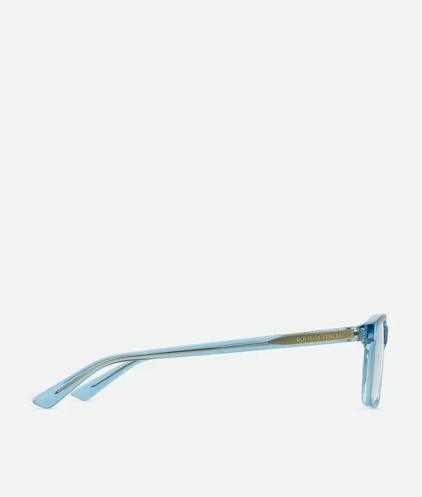 Bottega Veneta Classic Rectangular Eyeglasses - Light Blue/transparent