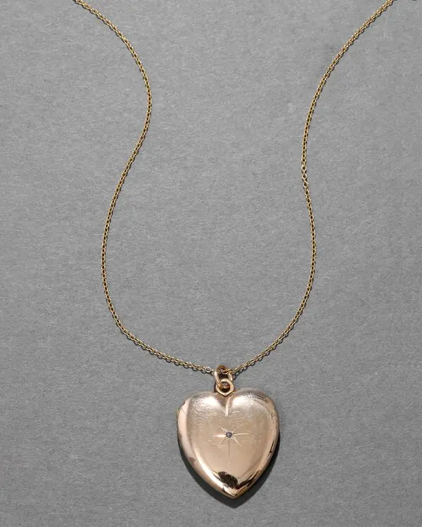 Alexis Bittar Antique 1920s 14k Filled Heart Locket Necklace - Gold