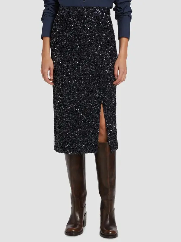 TWP Paltrow Sequined Pencil Midi-skirt