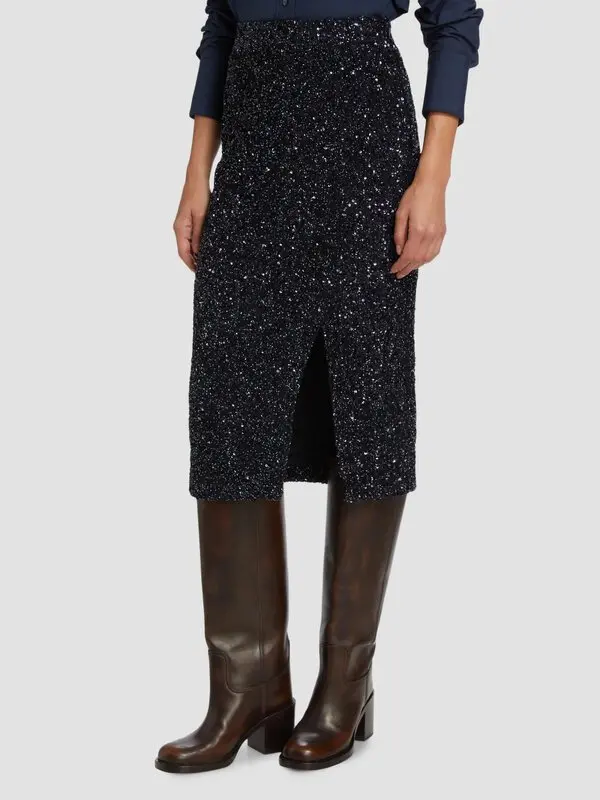 TWP Paltrow Sequined Pencil Midi-skirt