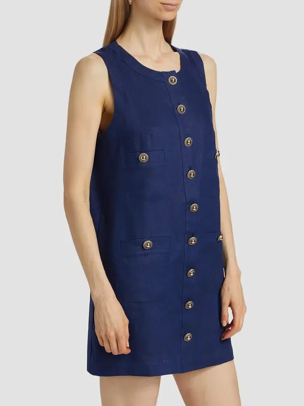 REFORMATION Tropez Linen Sleeveless Shift Minidress
