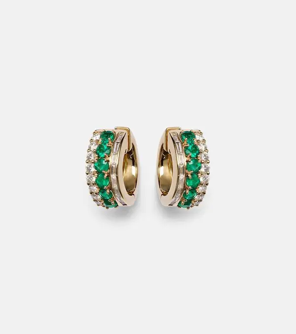 ANITA KO Lola 18kt Yellow Earrings With Emeralds And Diamonds - Gold