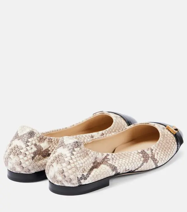 TOD'S Snake-effect Leather Ballerinas - Grey