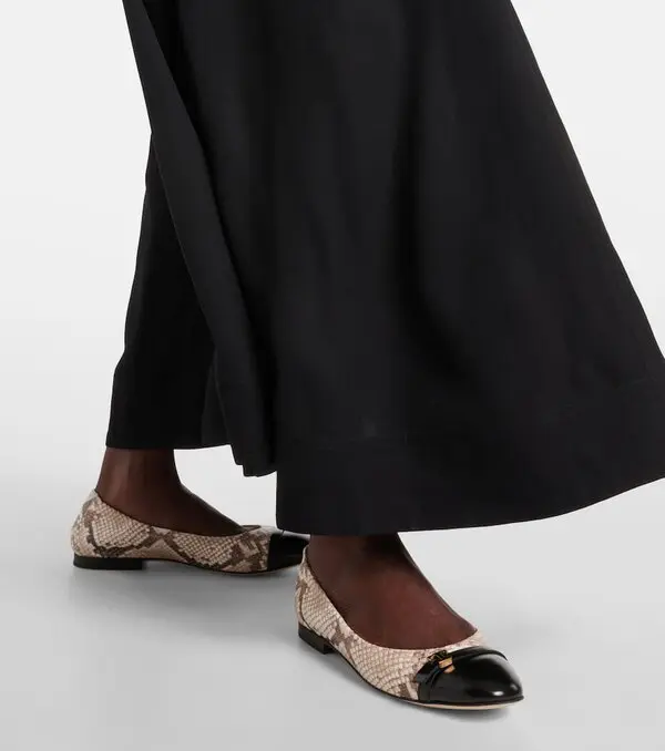 TOD'S Snake-effect Leather Ballerinas - Grey