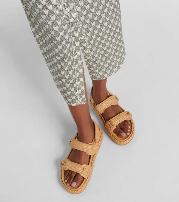 Tory Burch Kira Raffia Sandals - Beige