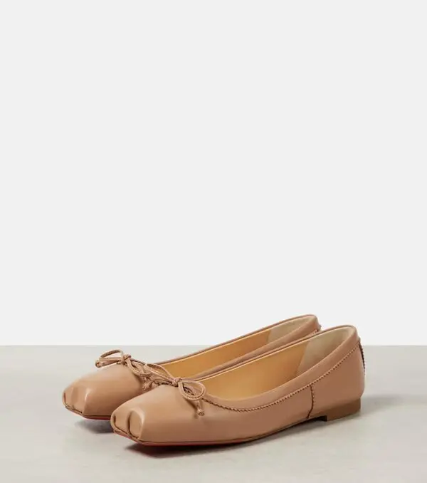 CHRISTIAN LOUBOUTIN Mamadrague Leather Ballet Flats - Brown