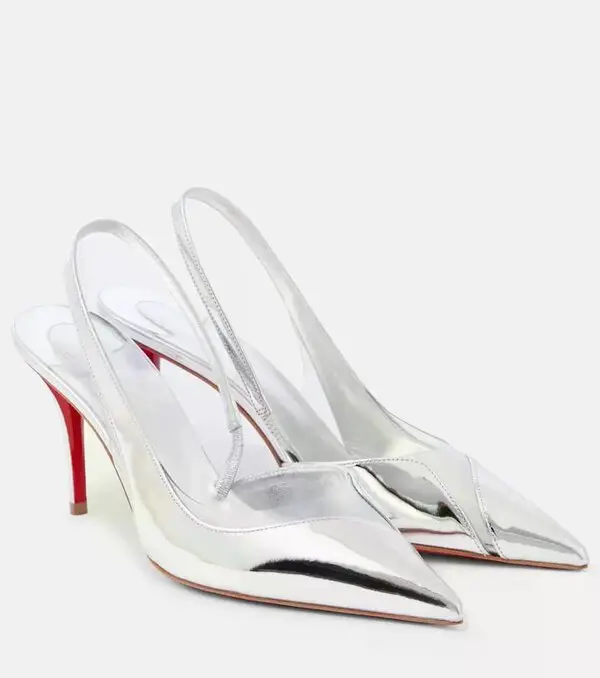 CHRISTIAN LOUBOUTIN Posticha 80 Slingback Pumps - Silver