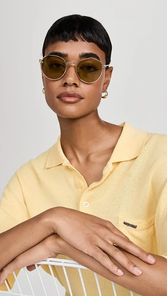 Miu Miu Mu 55zs Round Sunglasses - Gold | Editorialist