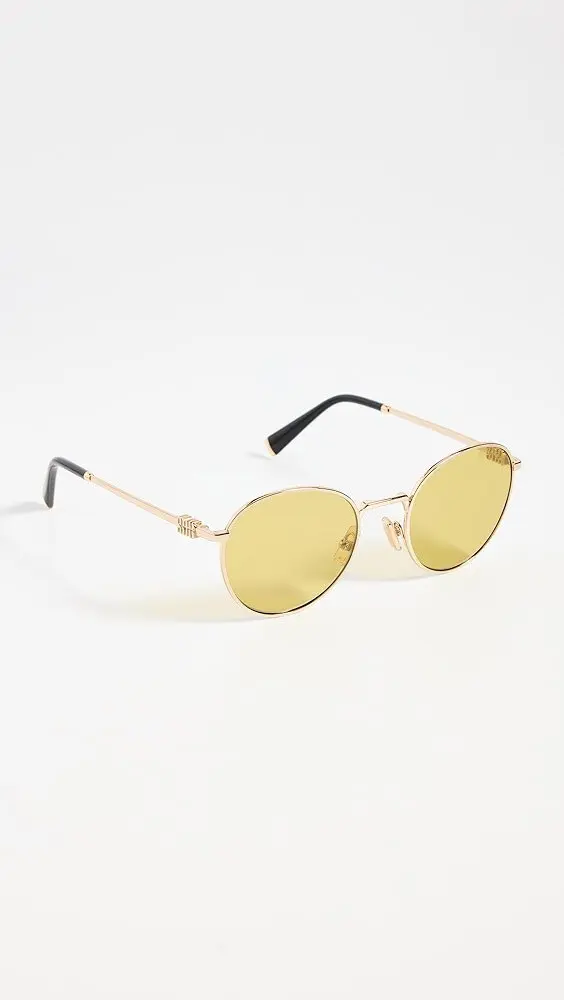 Miu Miu Mu 55zs Round Sunglasses - Gold