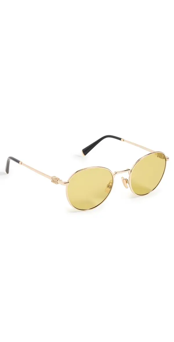 Miu Miu Mu 55zs Round Sunglasses - Gold