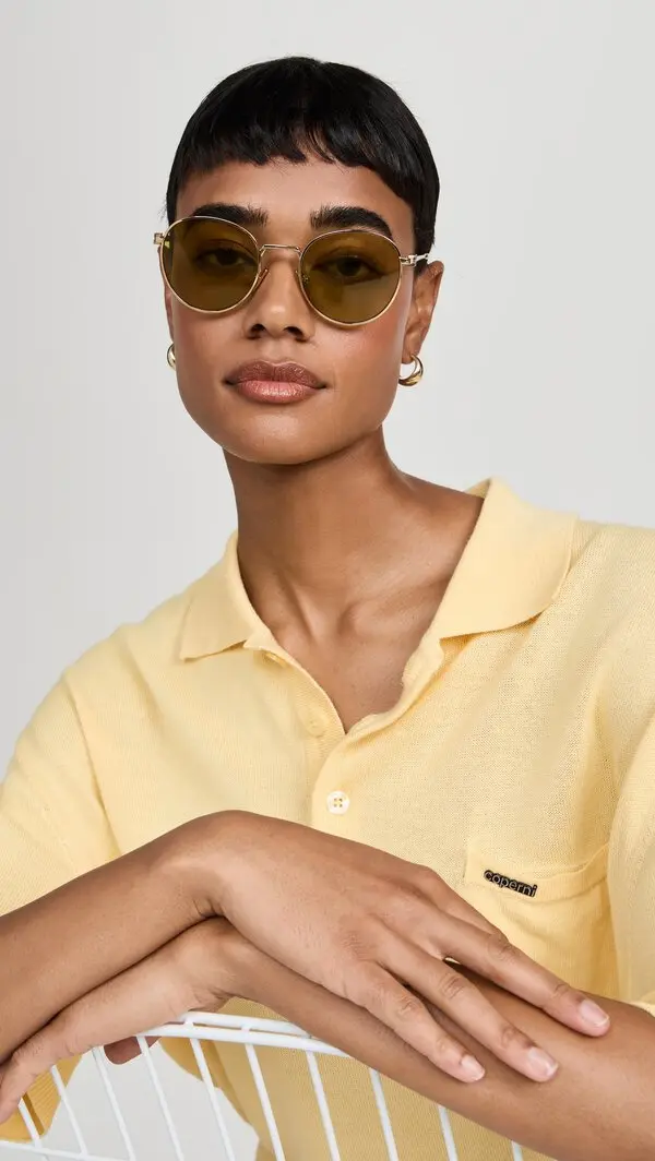 Miu Miu Mu 55zs Round Sunglasses - Gold