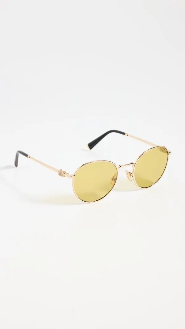 Miu Miu Mu 55zs Round Sunglasses - Gold