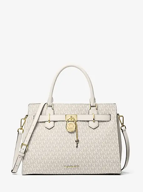 Michael Kors Hamilton Medium Logo Satchel - Natural