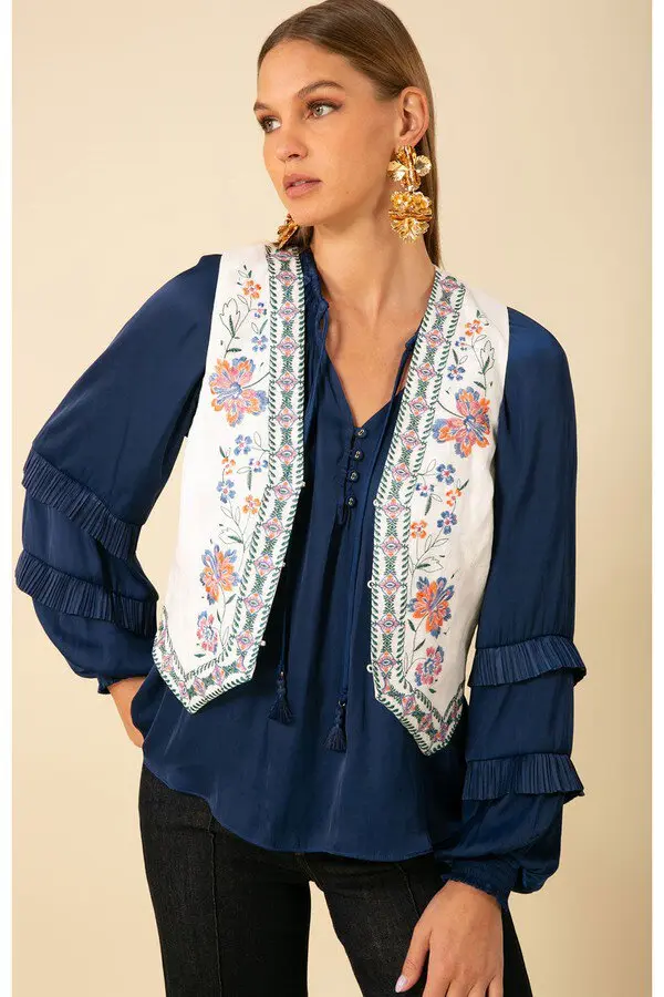 Hale Bob Madeleine Embroidered Linen Vest