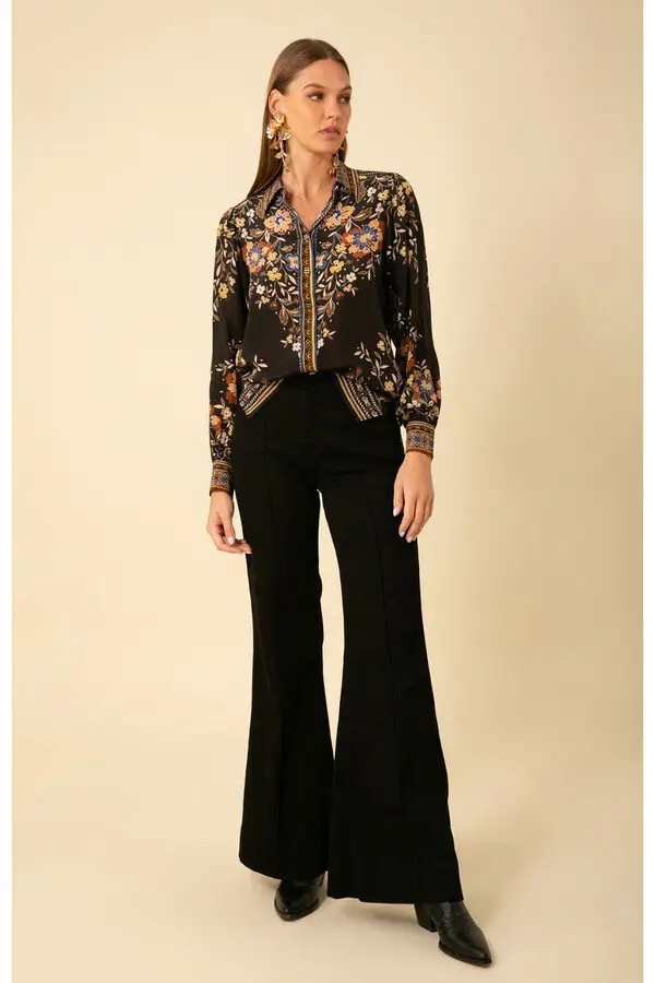 Hale Bob Selah Silk Top - Black