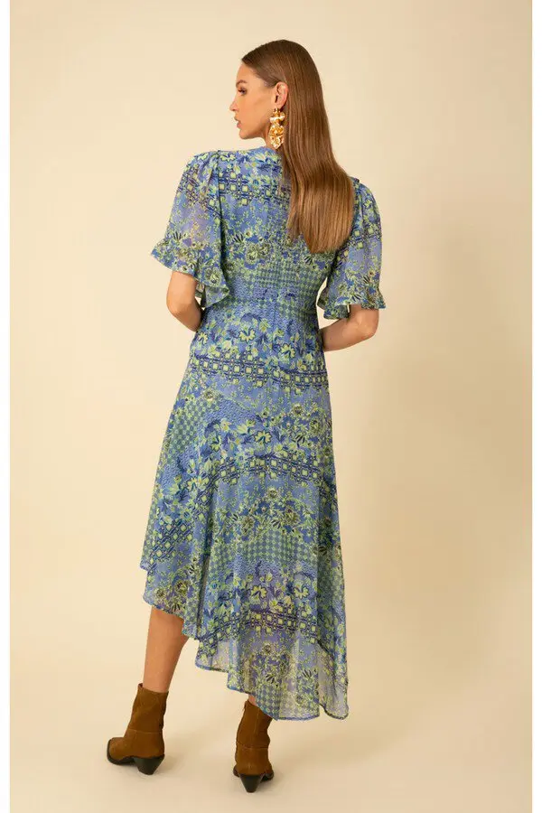 Hale Bob Izabella Chiffon Dress - Blue