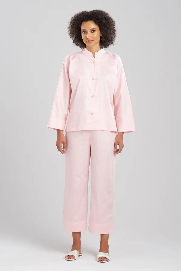 Natori Cotton Sateen Essentials Mandarin Pj - Pink