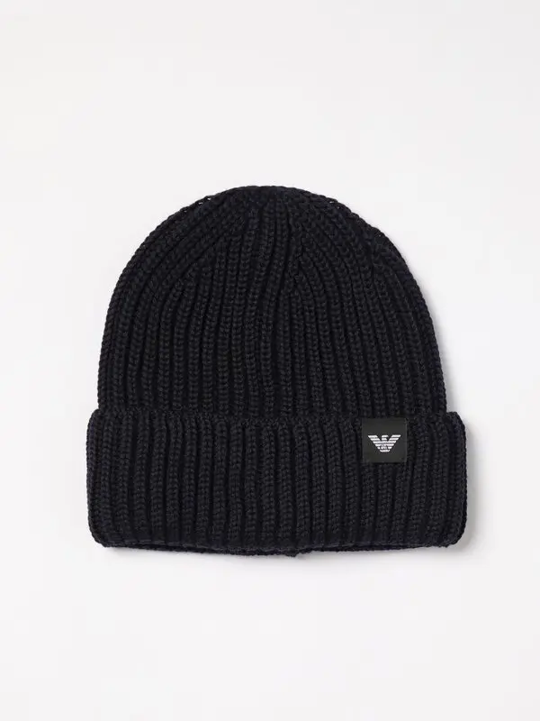 Emporio Armani Ribbed Beanie - Blue