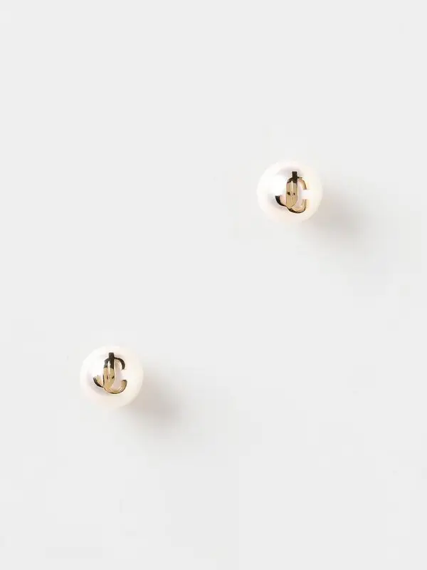 JIMMY CHOO Jc Monogram Faux Pearl Stud Earrings - White