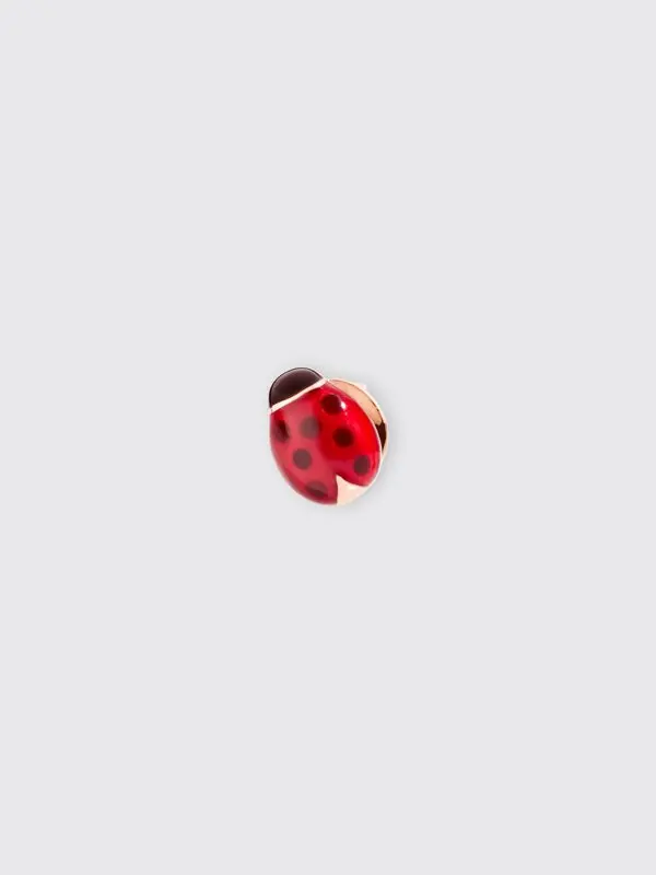 DODO Ladybug Earring In 9 Kt Rose Gold And Color Enamel - Red