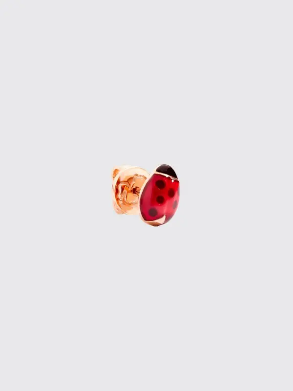 DODO Ladybug Earring In 9 Kt Rose Gold And Color Enamel